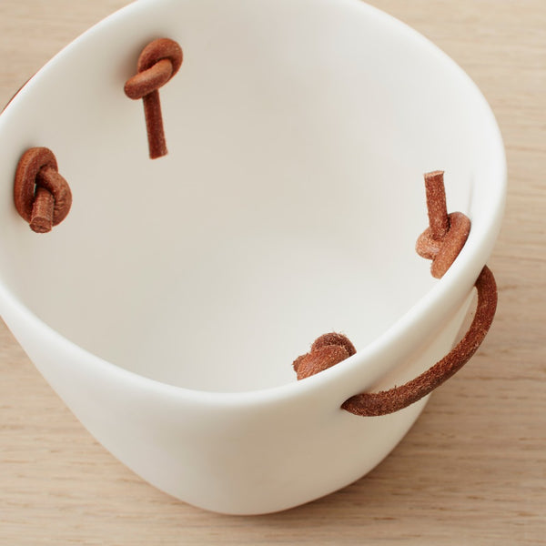 resin ice bucket small with leather handles, white – homenature